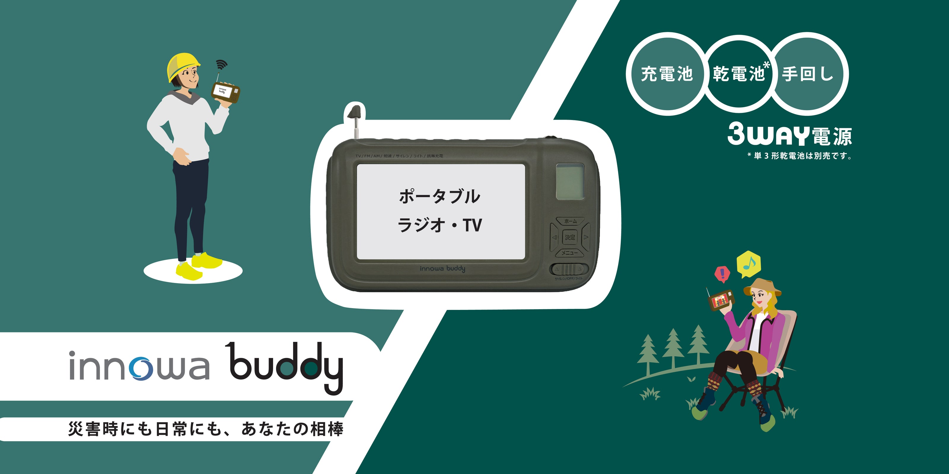 innowa(イノワ) buddy 手回し ポータブルテレビ・ラジオ 3WAY充電 モバイルバッテリー – innowa 公式サイト