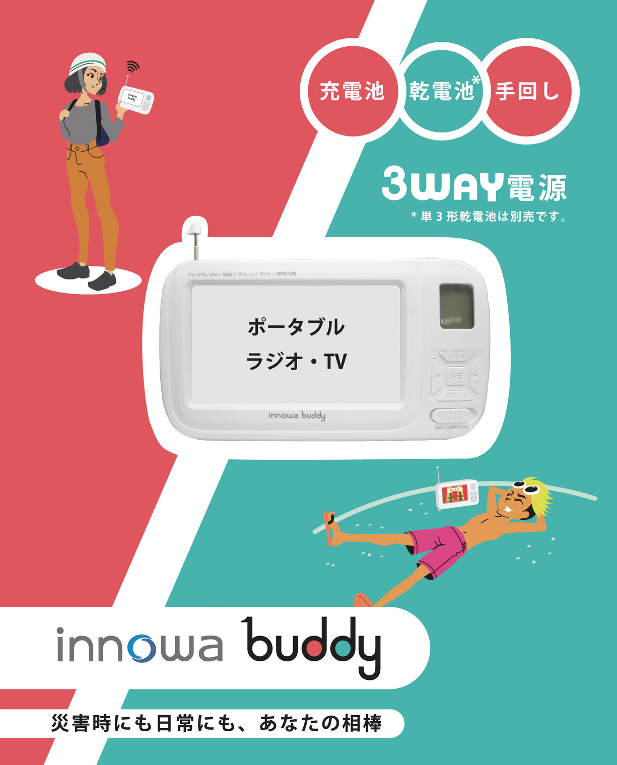 innowa buddy (くまモンVer.)手回し ポータブルテレビ・ラジオ 3WAY電源 LEDライト モバイルバッテリー 防災 アウト – innowa 公式サイト